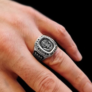 Silver Personalized Graduation Ring, 925K Silver Custom College Class ...