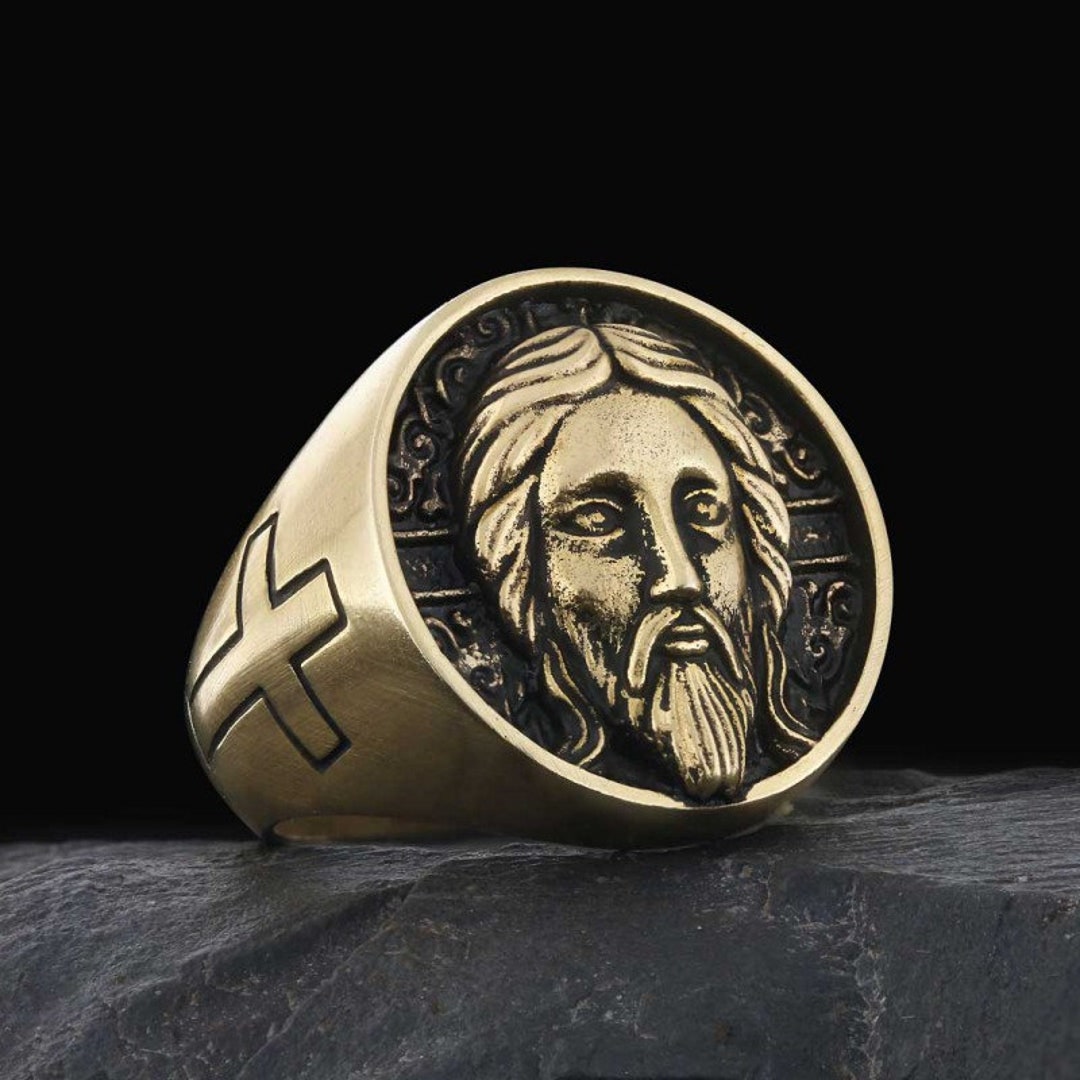 Silver Jesus Embossed Christ Ring, Mens Jesus Silver Ring, Savior Jesus ...