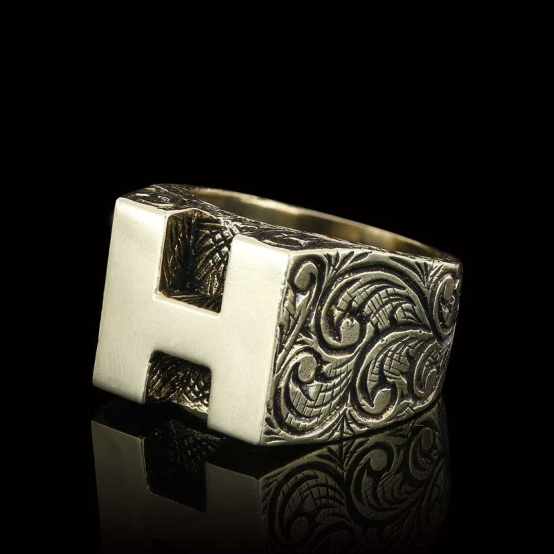 925 Sterling Silver Letter Ring, Letter H Ring, A-Z Initial Ring ...