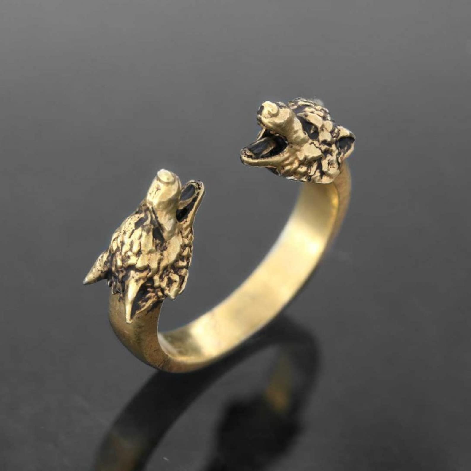 WOLF BAND RING Silver Wolf Band Ring Wolf Ring Sterling - Etsy