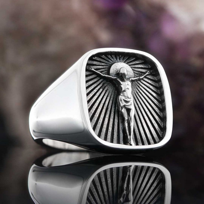 CRUCIFIED JESUS RING Silver Jesus Christ Ring Savior Jesus - Etsy