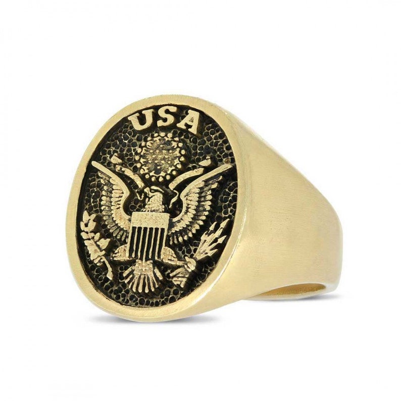 USA Eagle Ring Silver Military Ring Personalized Military - Etsy