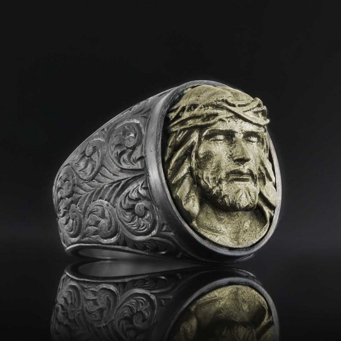 Silver Jesus Christ Ring Mens Jesus Silver Ring Savior Jesus | Etsy