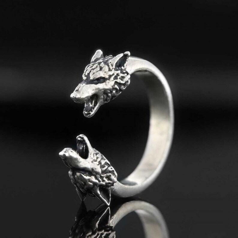 WOLF BAND RING Silver Wolf Band Ring Wolf Ring Sterling - Etsy