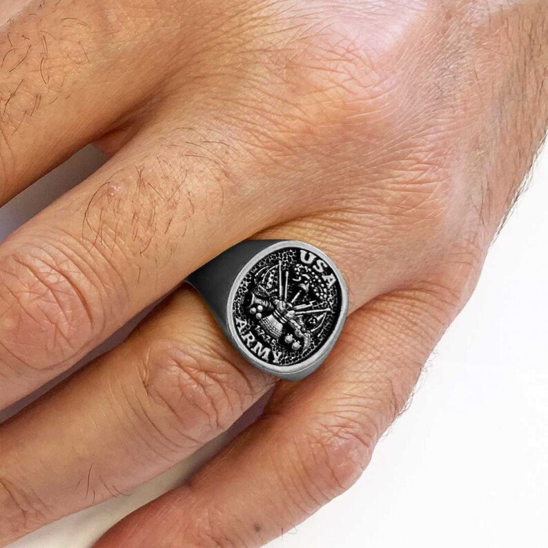 US Army Embossed Ring, Silver US Eagle Embossed Ring, USA Eagle Ring ...