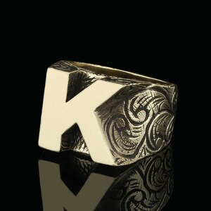 925 Sterling Silver Letter Ring, Letter K Ring, A-Z Initial Ring ...