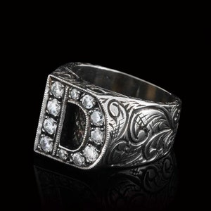 Silver D Letter Ring, D Alphabet Ring, A-Z Initial Ring, Silver ...