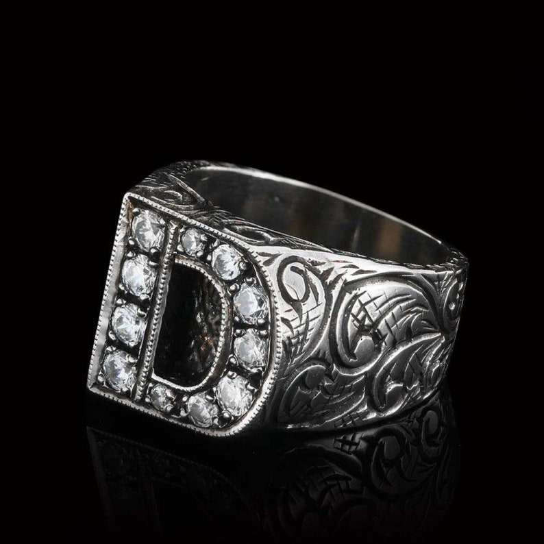 Silver D Letter Ring, D Alphabet Ring, A-Z Initial Ring, Silver ...