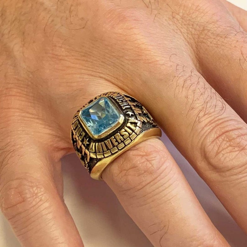 Customizable Class Ring Silver Custom College Ring Signet | Etsy