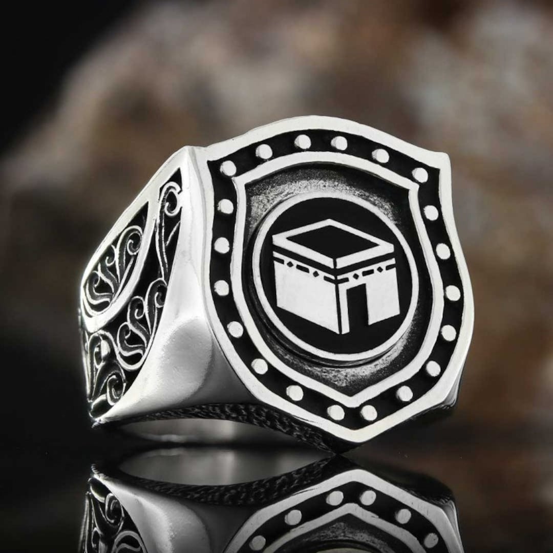 Kaaba Islamic Silver Ring, Allah Islamic Ring, Silver Islamic Jewelry ...