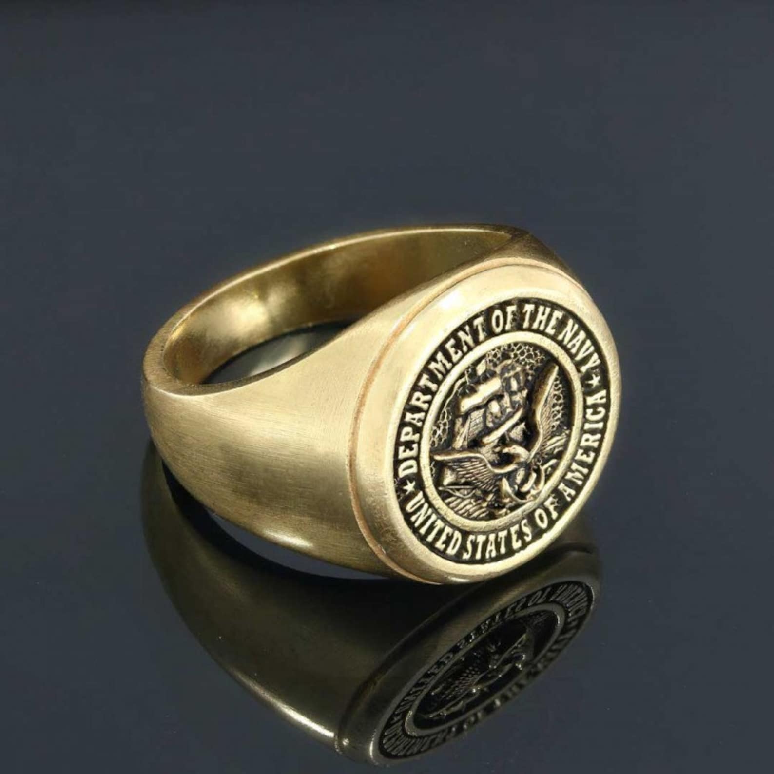 Silver US Navy Round Ring US Navy Eagle Embossed Ring USA - Etsy