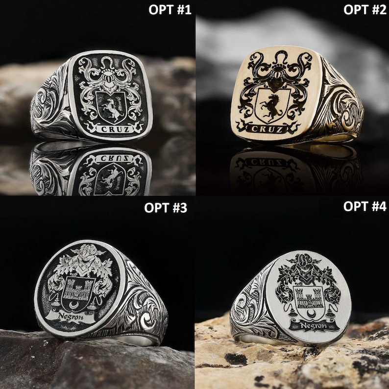 Family Crest Rings Coat of Arms Signet Ring Crest Ring - Etsy
