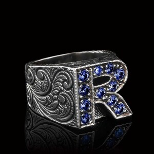Silver R Letter Ring, R Alphabet Ring, A-Z Initial Ring, Silver ...