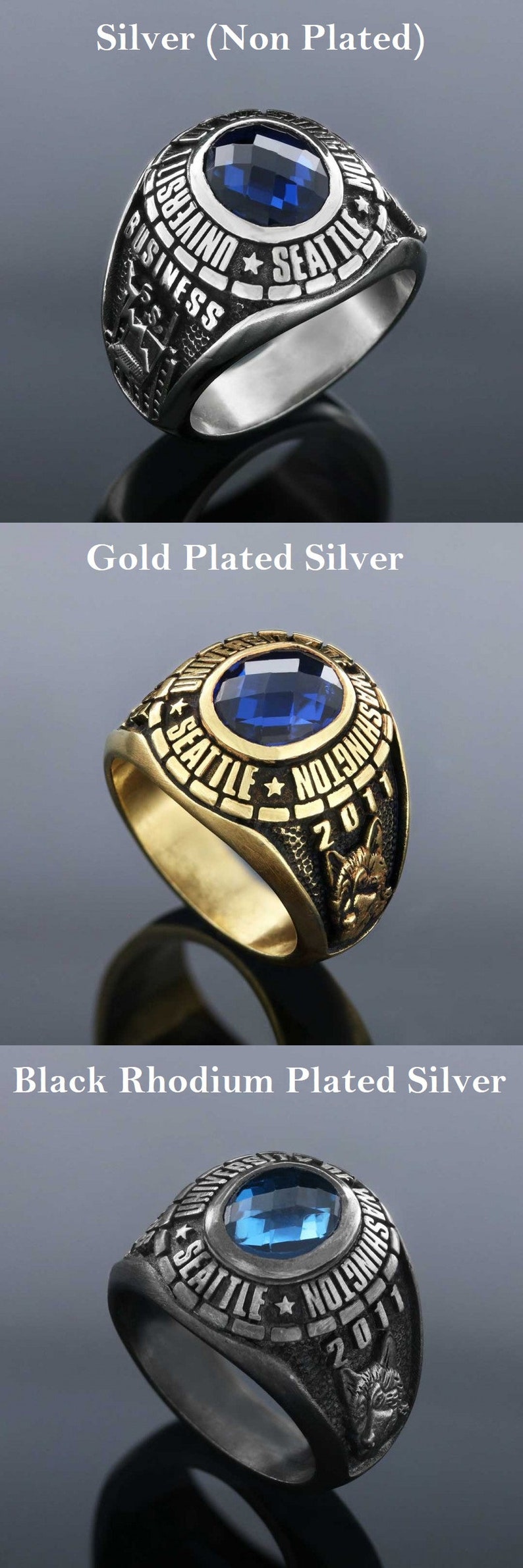 Custom College Ring Personalized Class Ring Custom | Etsy