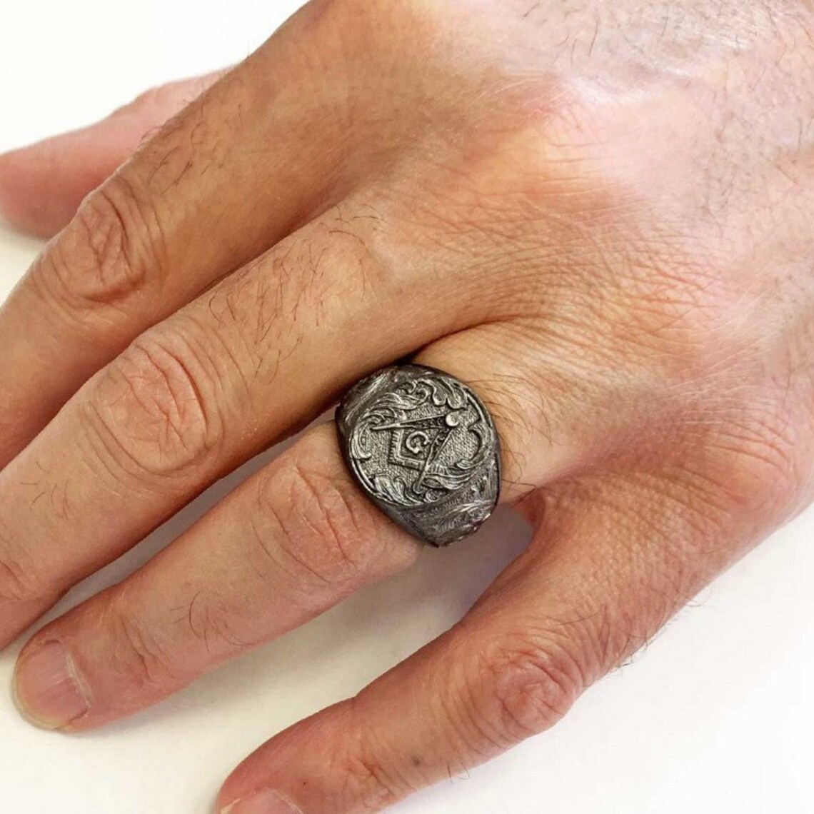 Silver Masonic Compass Round Ring Customized Masonic Ring - Etsy