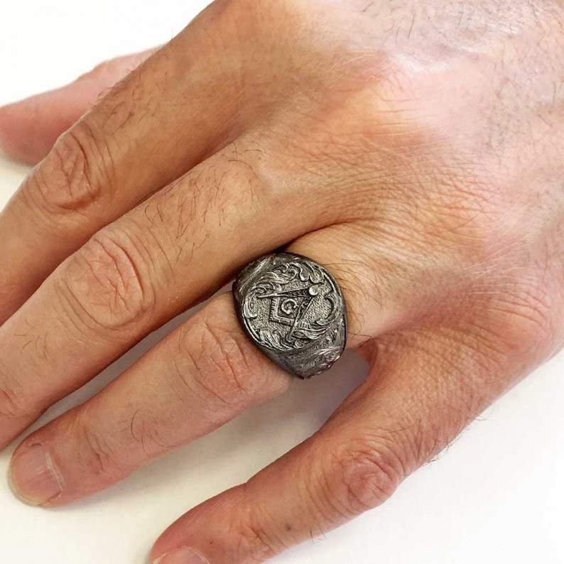 Silver Masonic Compass Round Ring Customized Masonic Ring - Etsy