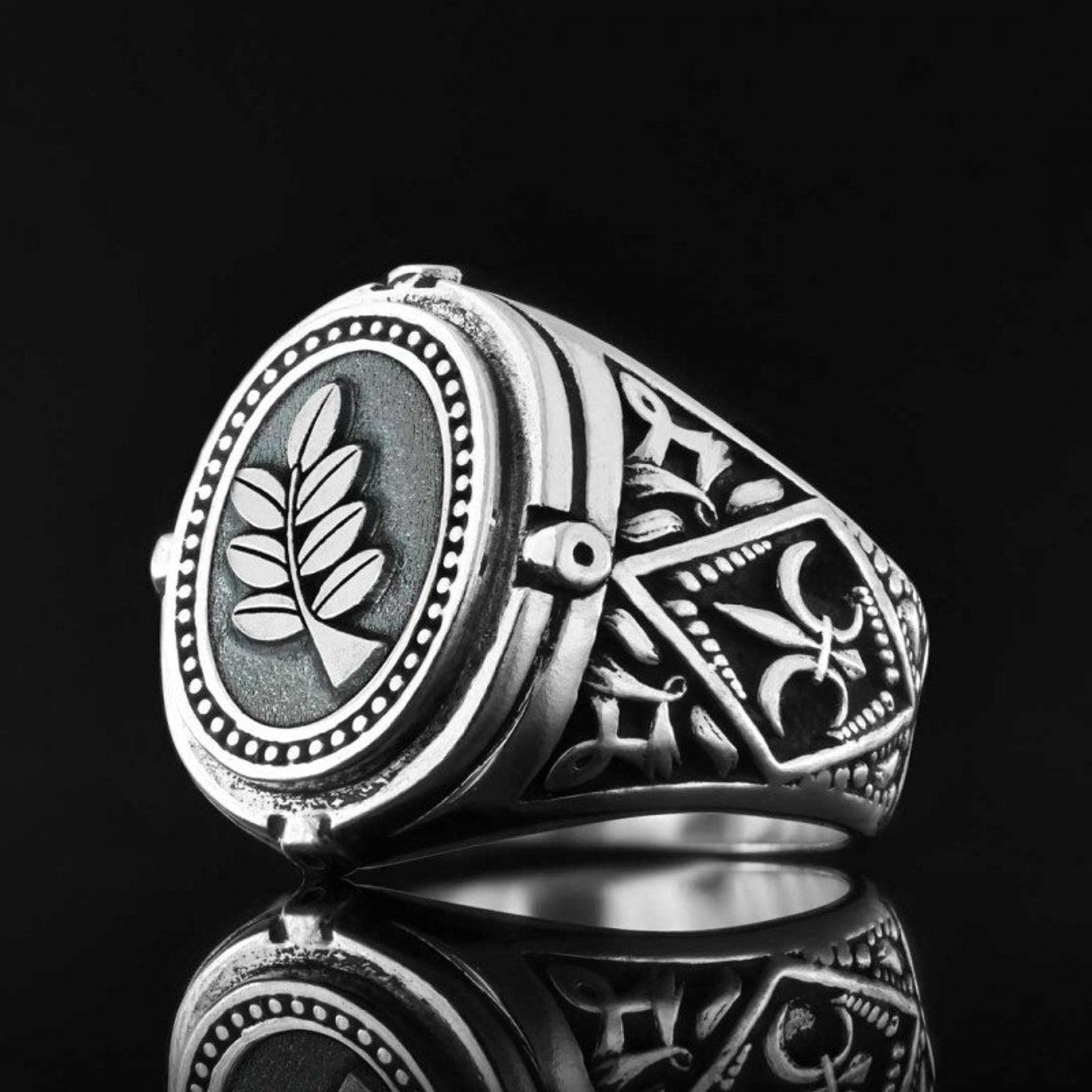 Acacia Ring Silver Acacia Ring Acacia Masonic Ring Sterling - Etsy