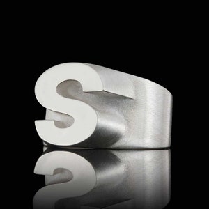 925 Sterling Silver Letter Ring, Letter S Ring, A-Z Initial Ring ...