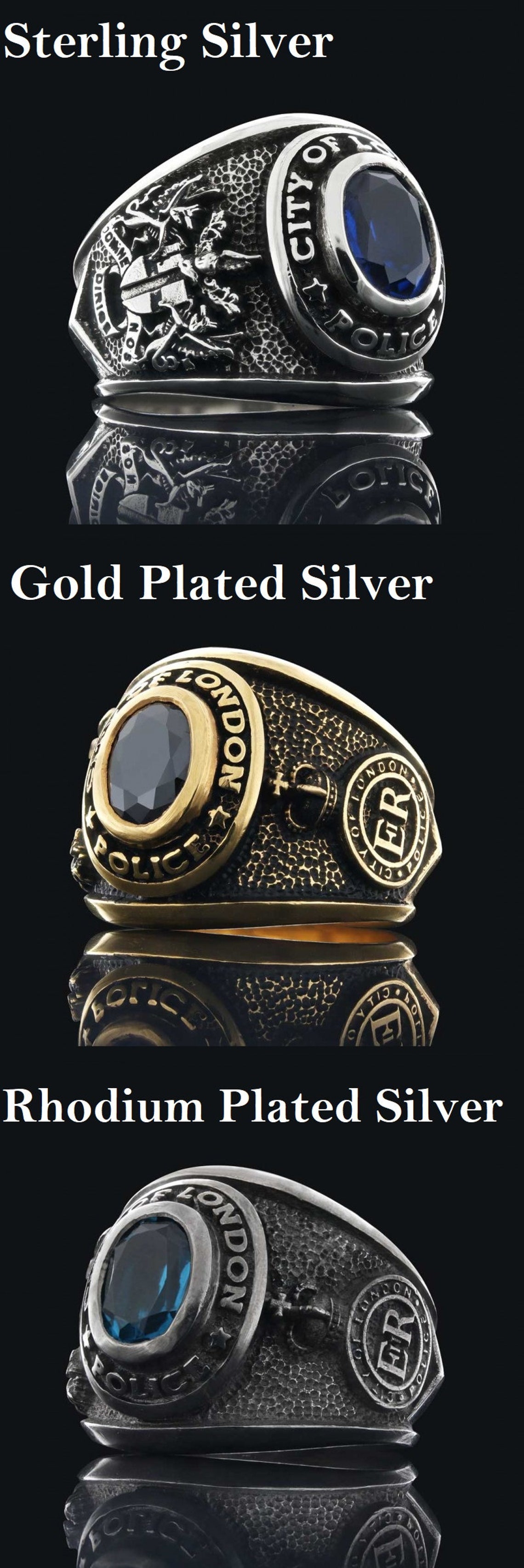 925 Sterling Silver Signet Ring, Logo Ring, Police Gift, Gift for Men ...