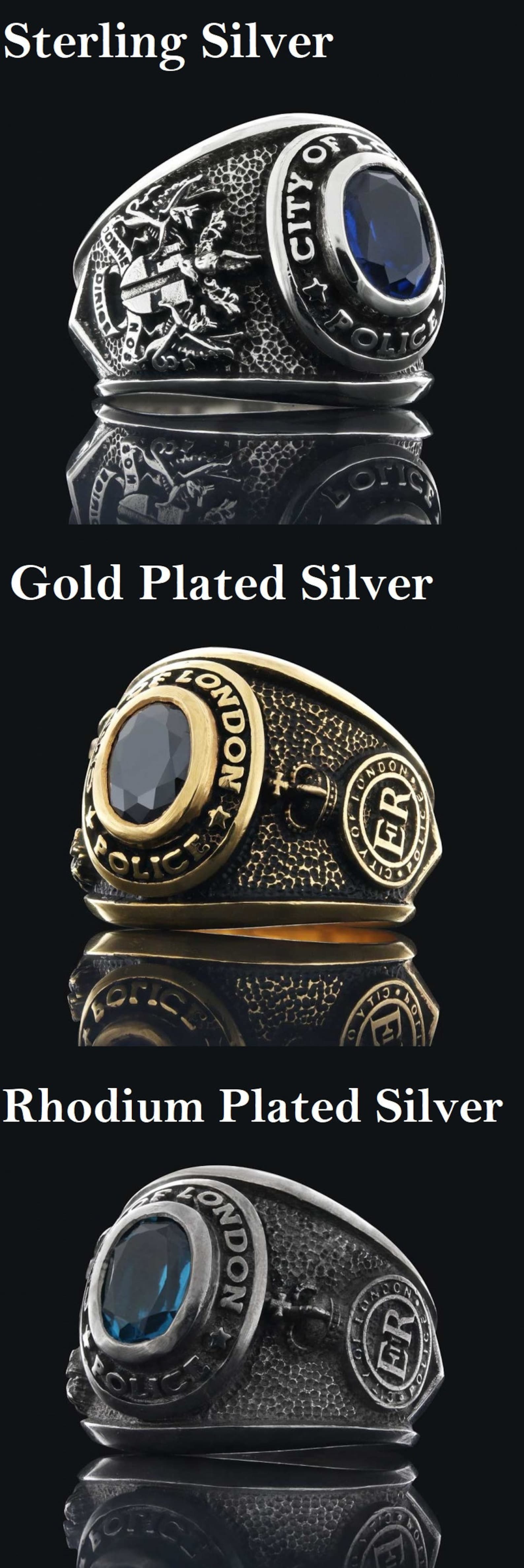 925 Sterling Silver Signet Ring, Logo Ring, Police Gift, Gift for Men ...