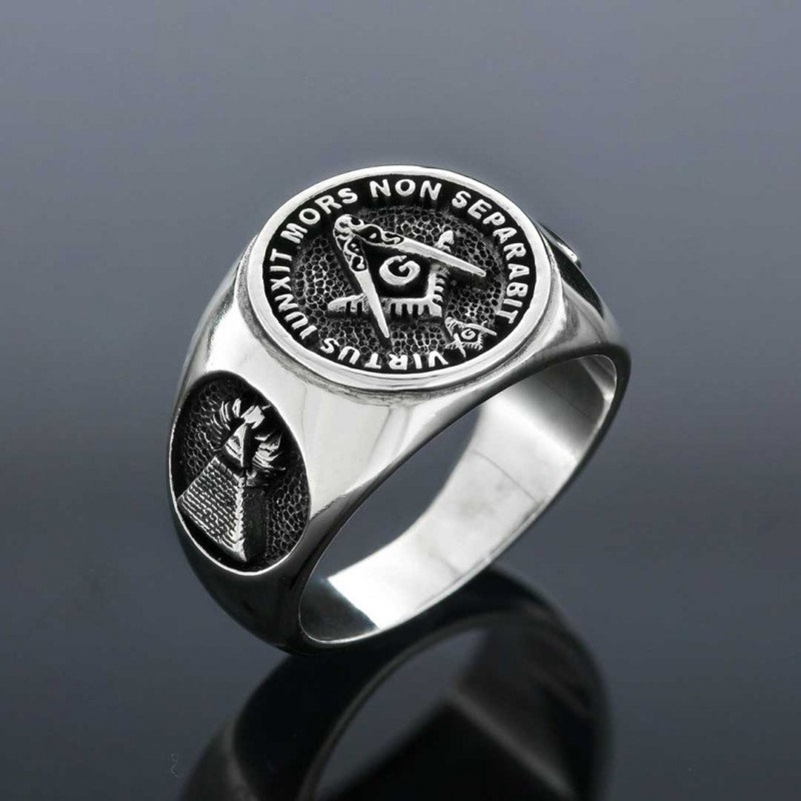 Skull and Bones Masonic Ring Sterling Silver Customized - Etsy