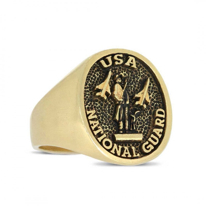 US National Guard Round Ring, Silver US National Army Ring, Sterling ...
