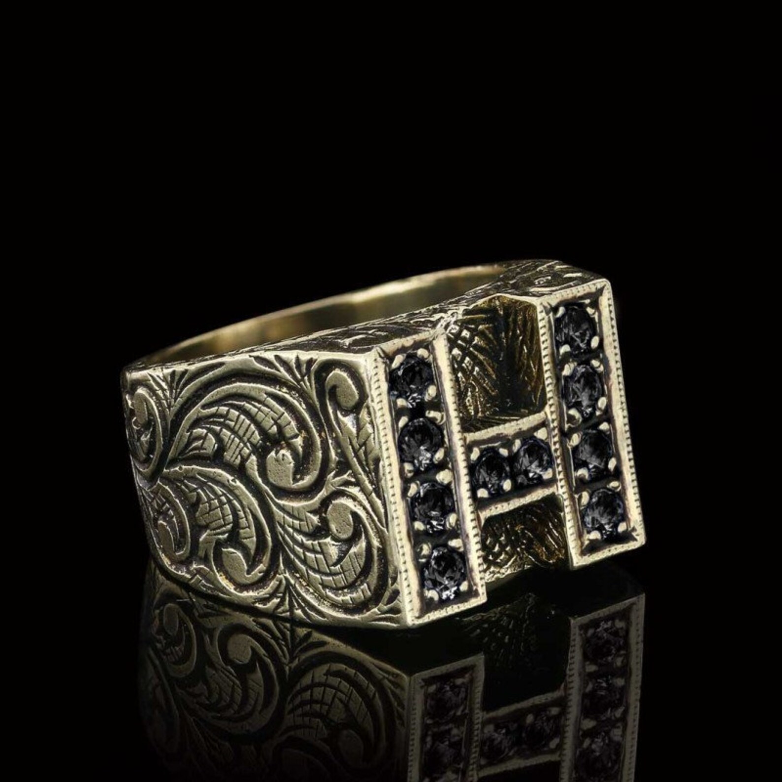 Silver H Letter Ring, H Alphabet Ring, A-Z Initial Ring, Silver ...