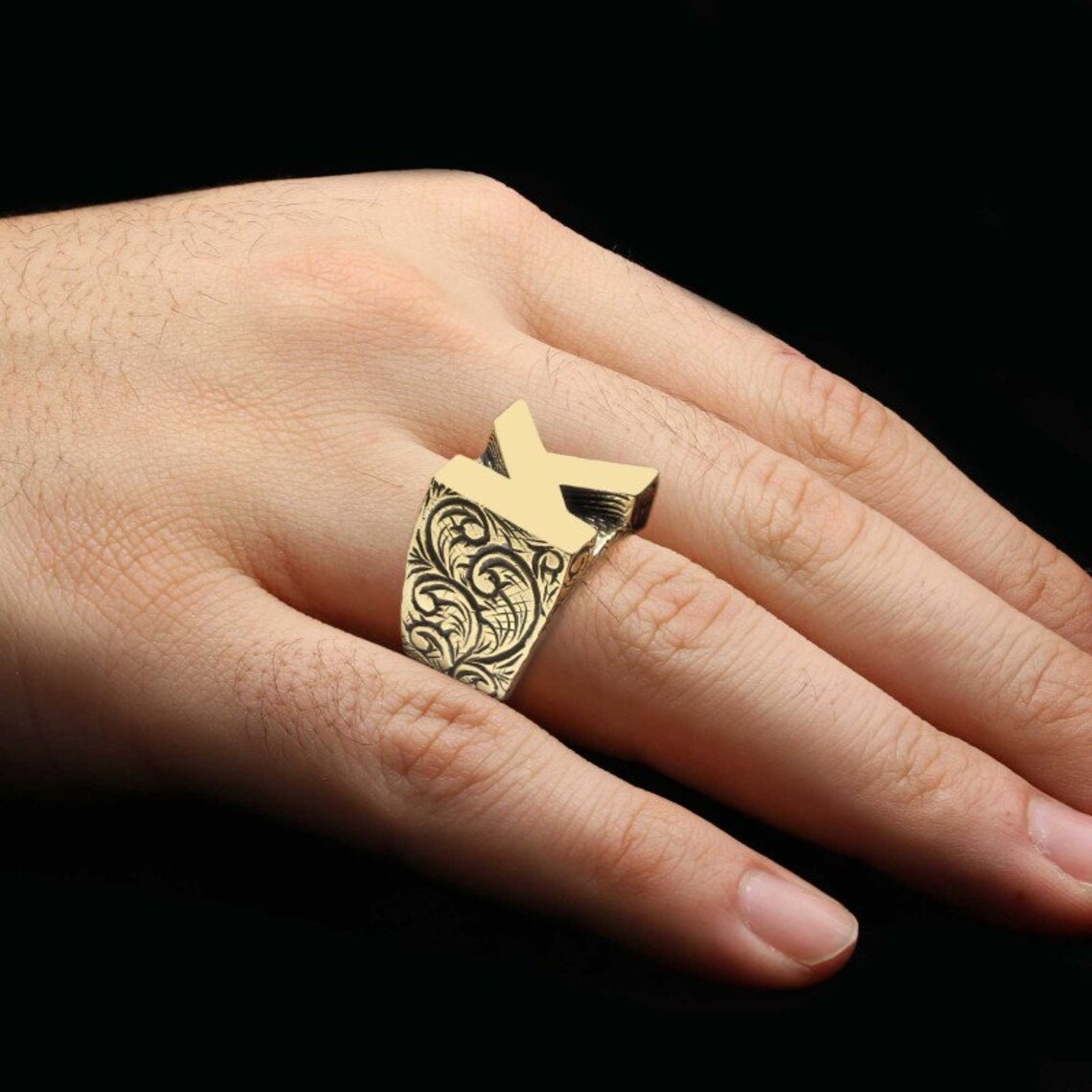 925 Sterling Silver Letter Ring, Letter K Ring, A-Z Initial Ring ...