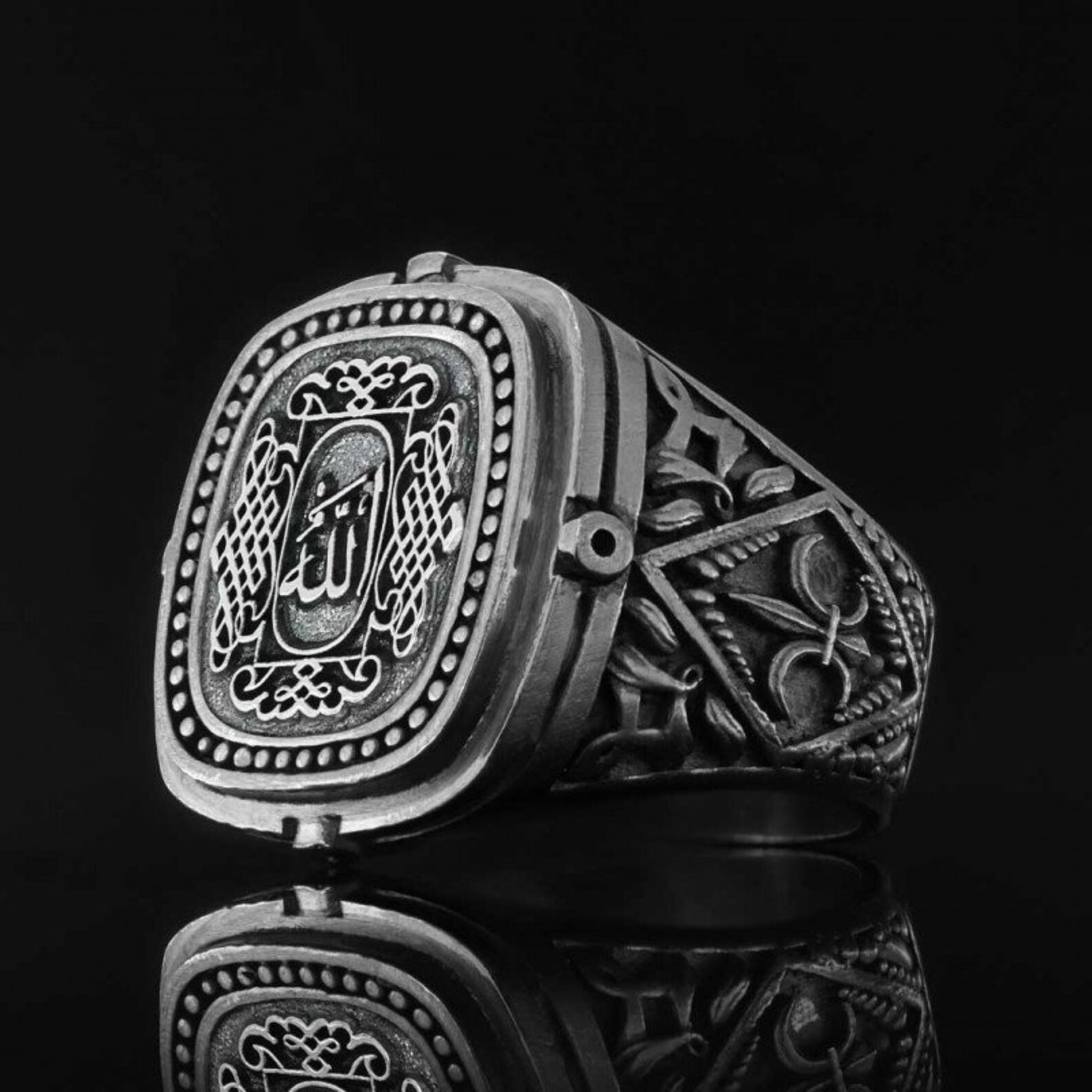 Allah Islamic Ring Silver Islamic Jewelry Islam Ring - Etsy