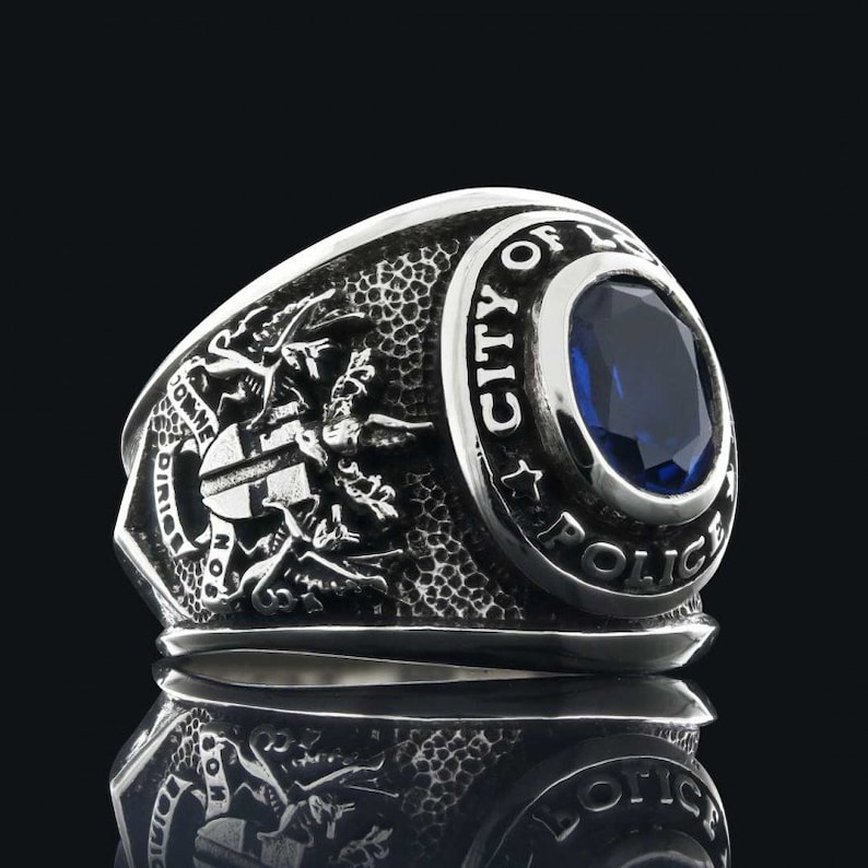 925 Sterling Silver Signet Ring, Logo Ring, Police Gift, Gift for Men ...