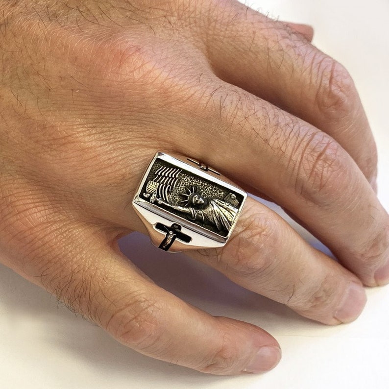 Statue Of Liberty Ring 925 Sterling Silver US Ring Fathers | Etsy