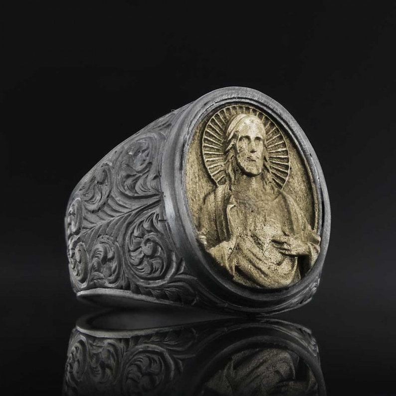 Silver Jesus Christ Ring Mens Jesus Silver Ring Savior Jesus | Etsy