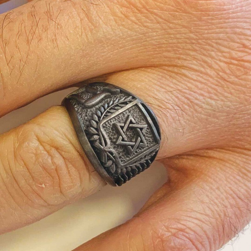 Silver Star Of David With Chai Ring 925K Sterling Silver | Etsy