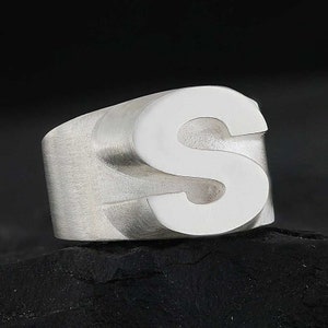 925 Sterling Silver Letter Ring, Letter S Ring, A-Z Initial Ring ...
