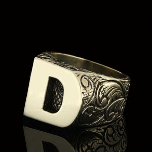 925 Sterling Silver Letter Ring, Letter D Ring, A-Z Initial Ring ...
