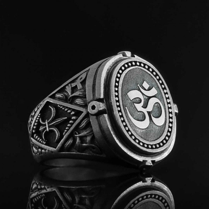 Silver Hinduism Ring, Sterling Silver OM Ring, Buddha Ring, Hindu Ring ...