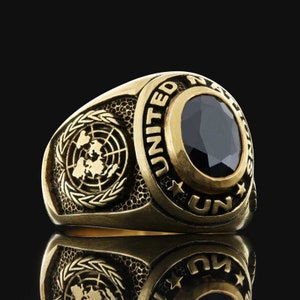 925 Sterling Silver Signet Ring, Logo Ring, United Nations Ring ...