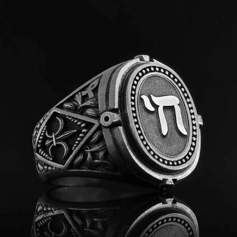 CHAI JEWISH RING, 925K Sterling Silver Chai Hebrew Ring, Chai Israeli ...