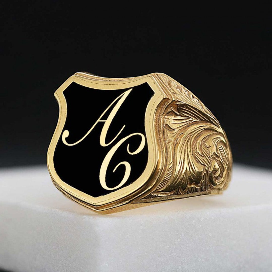 925 Sterling Silver Letter Ring, Custom Signet Ring, A-Z Initial Ring ...