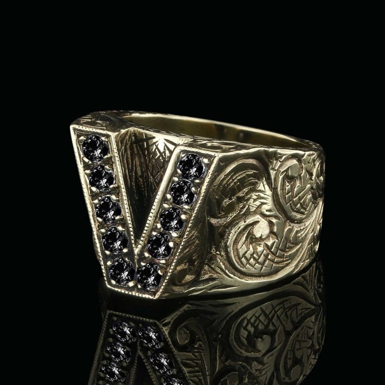 Silver V Letter Ring V Alphabet Ring A-Z Initial Ring | Etsy