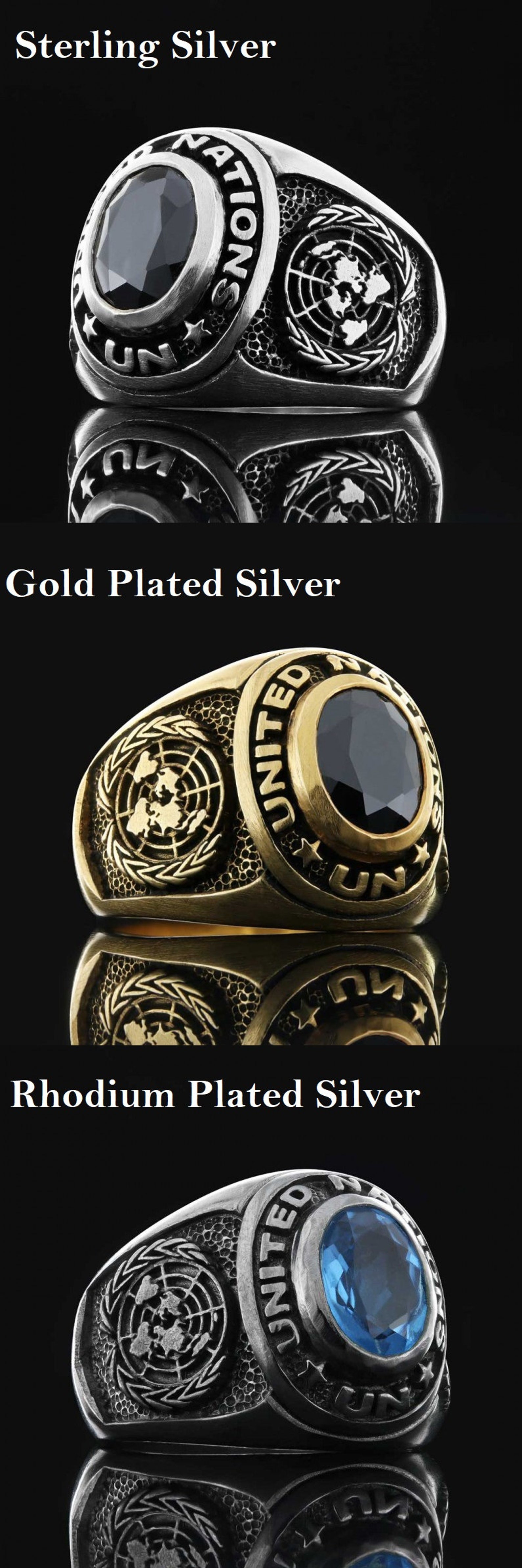 925 Sterling Silver Signet Ring, Logo Ring, United Nations Ring ...
