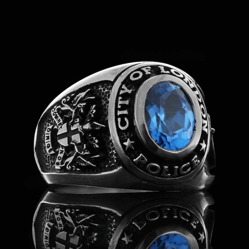 925 Sterling Silver Signet Ring Logo Ring Police Gift Gift | Etsy