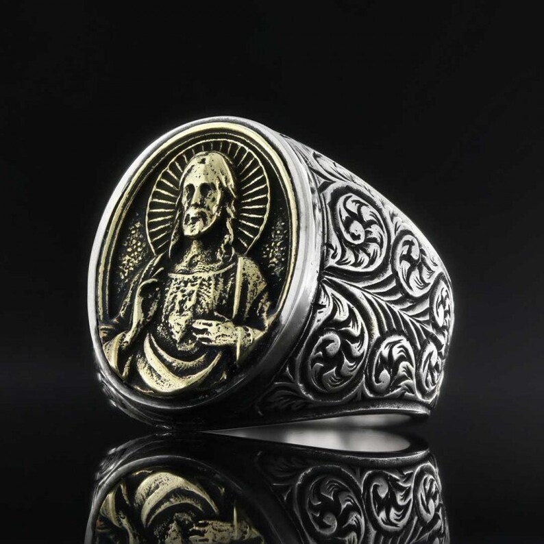 Silver Jesus Christ Ring Mens Jesus Silver Ring Savior Jesus | Etsy