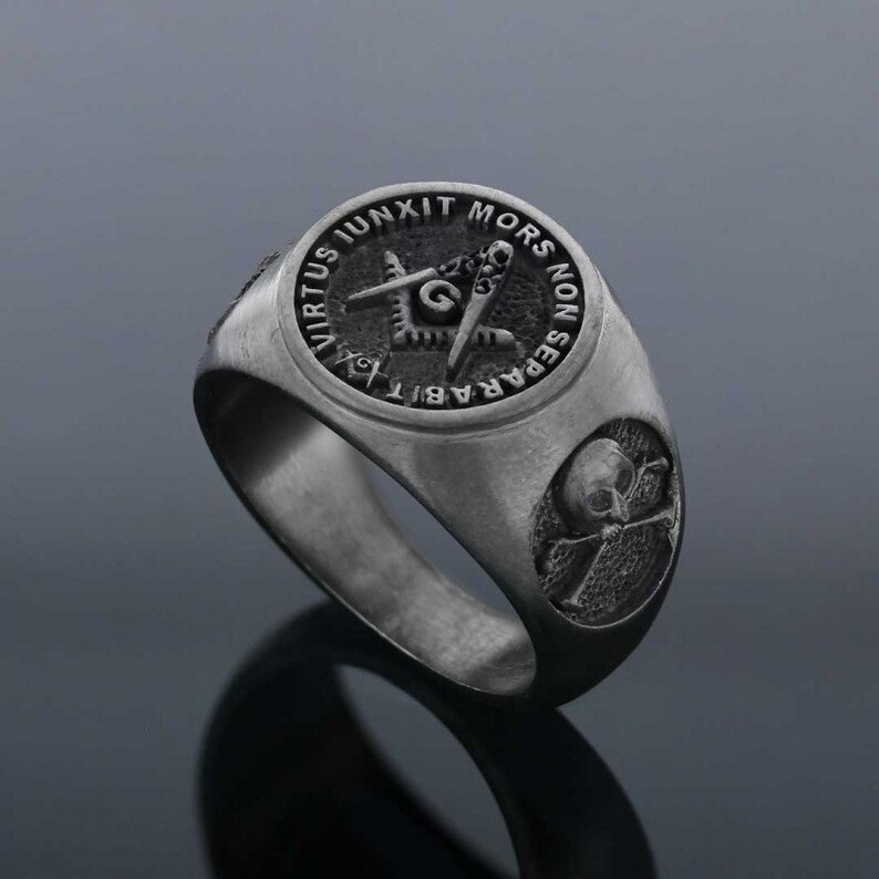 Skull and Bones Masonic Ring, Sterling Silver Customized Masonic Ring ...