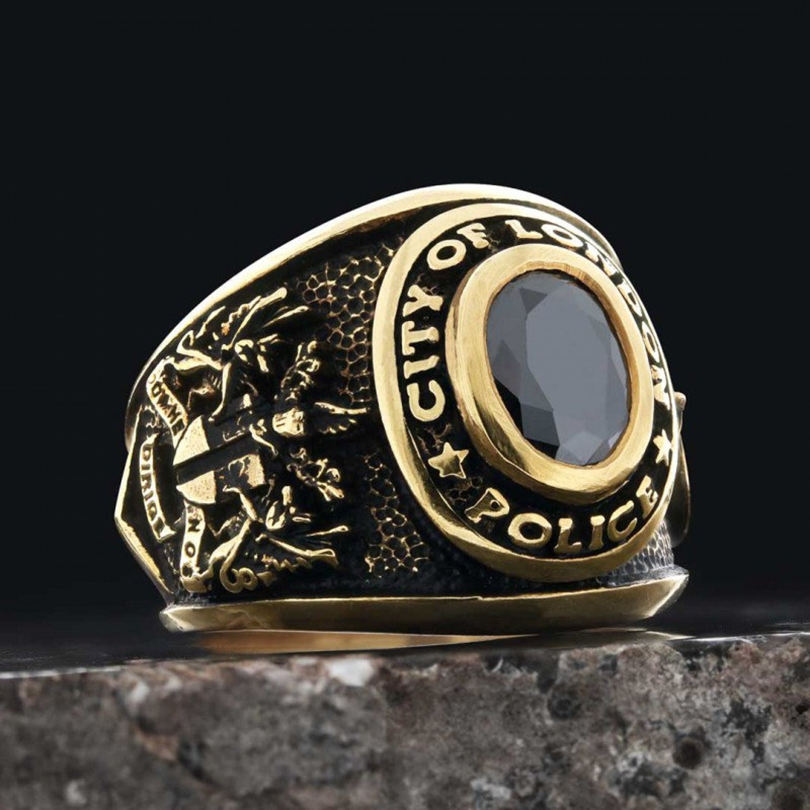 925 Sterling Silver Signet Ring, Logo Ring, Police Gift, Gift for Men ...