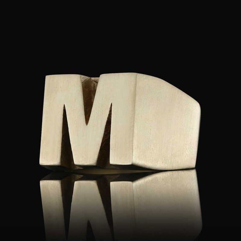 925 Sterling Silver Letter Ring Letter M Ring A-Z Initial - Etsy