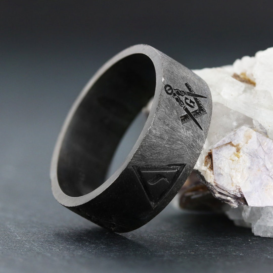 Square and Compasses Masonic Ring, Sterling Silver Masonic Ring, Silver ...