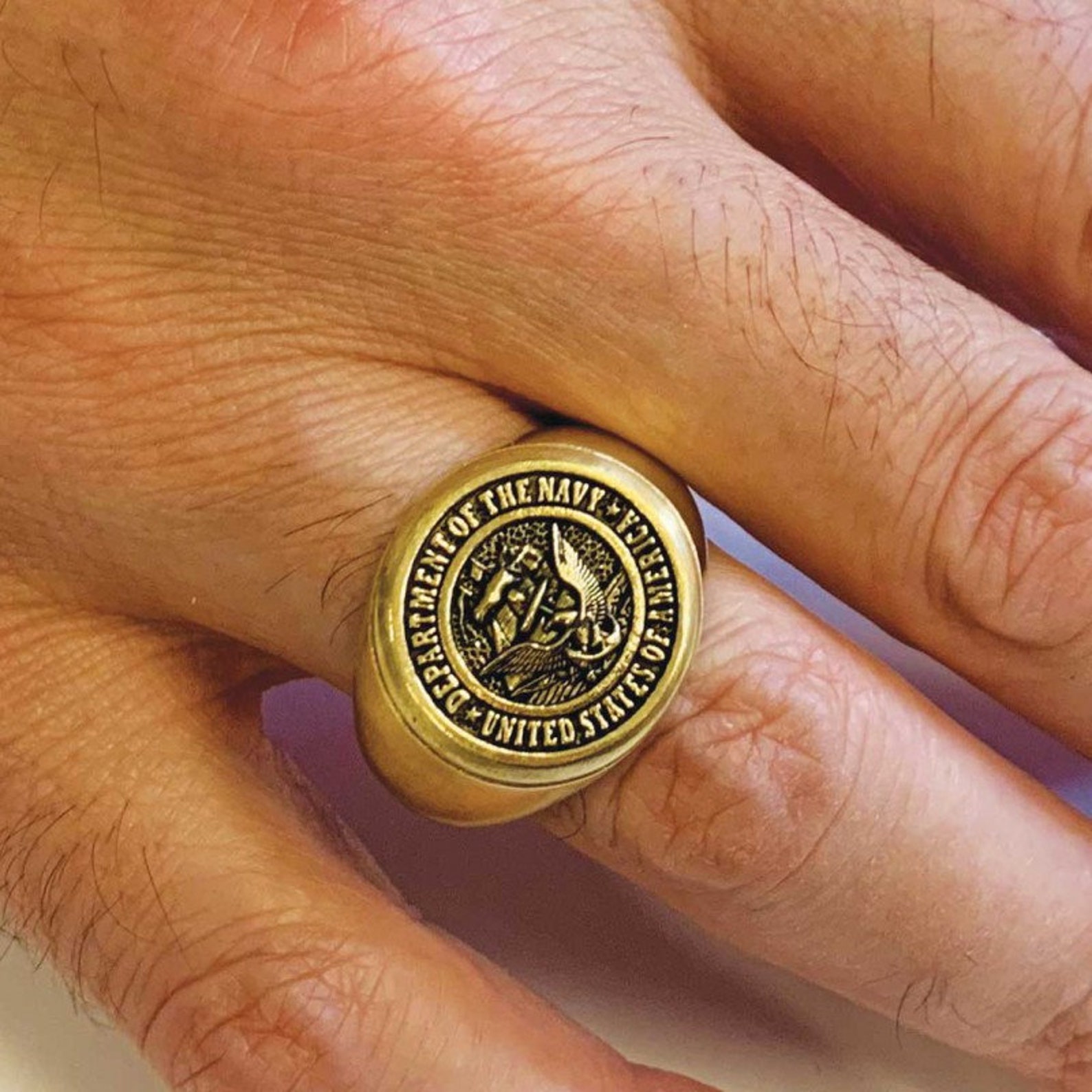 Silver US Navy Round Ring, US Navy Eagle Embossed Ring, USA Eagle Ring ...