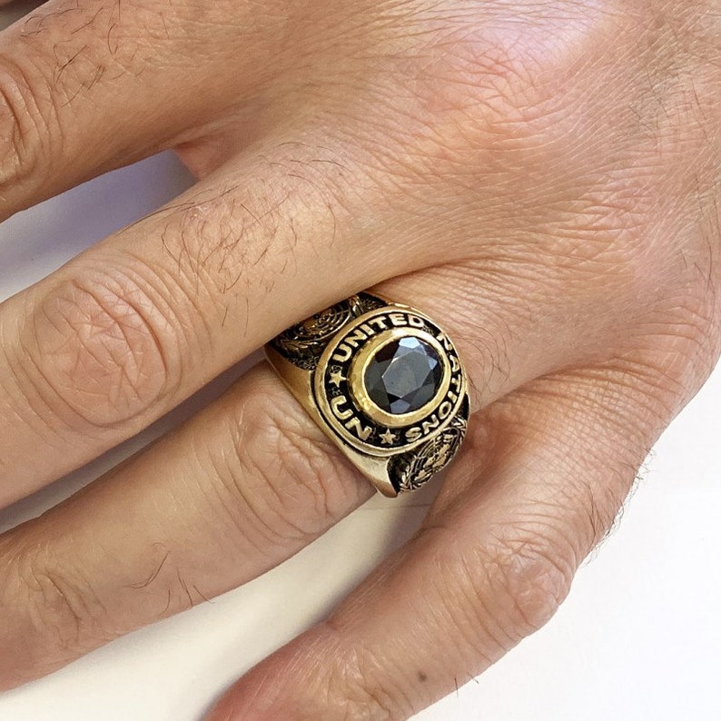 925 Sterling Silver Signet Ring, Logo Ring, United Nations Ring ...