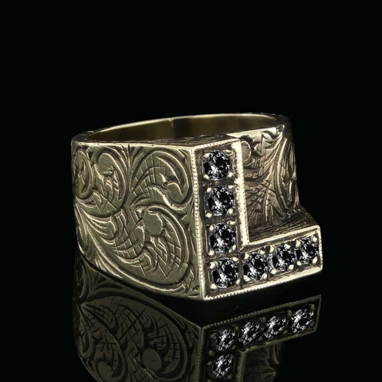 Silver L Letter Ring L Alphabet Ring A-Z Initial Ring - Etsy